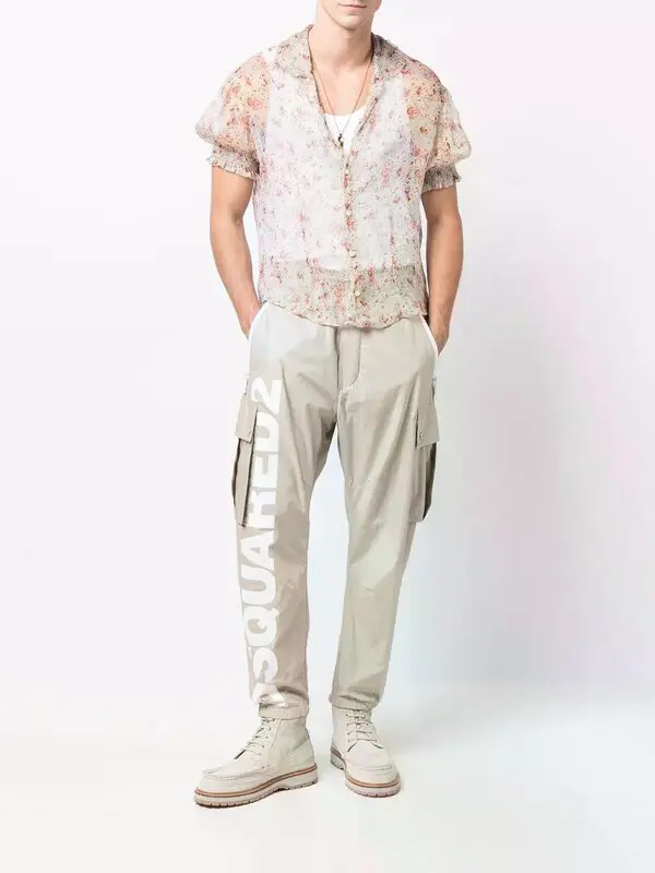 Dsquared2 Sheer Puff-sleeve Floral-print Shirt