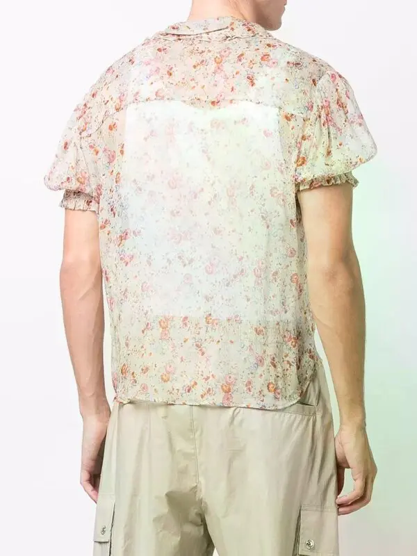Dsquared2 Sheer Puff-sleeve Floral-print Shirt