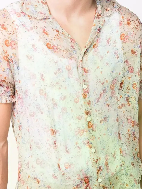 Dsquared2 Sheer Puff-sleeve Floral-print Shirt