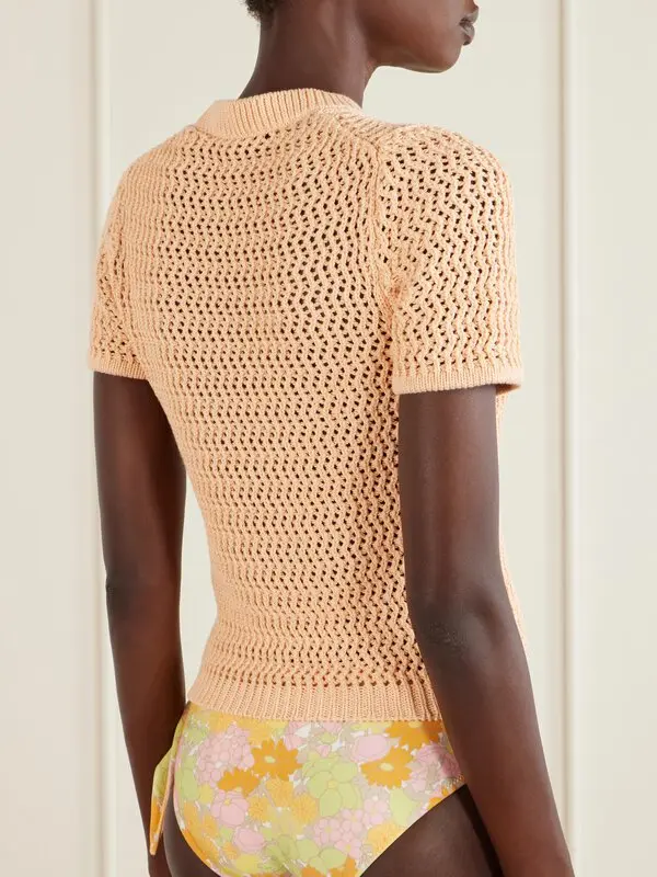 Chloé Logo-embroidered Crocheted Cotton T-shirt