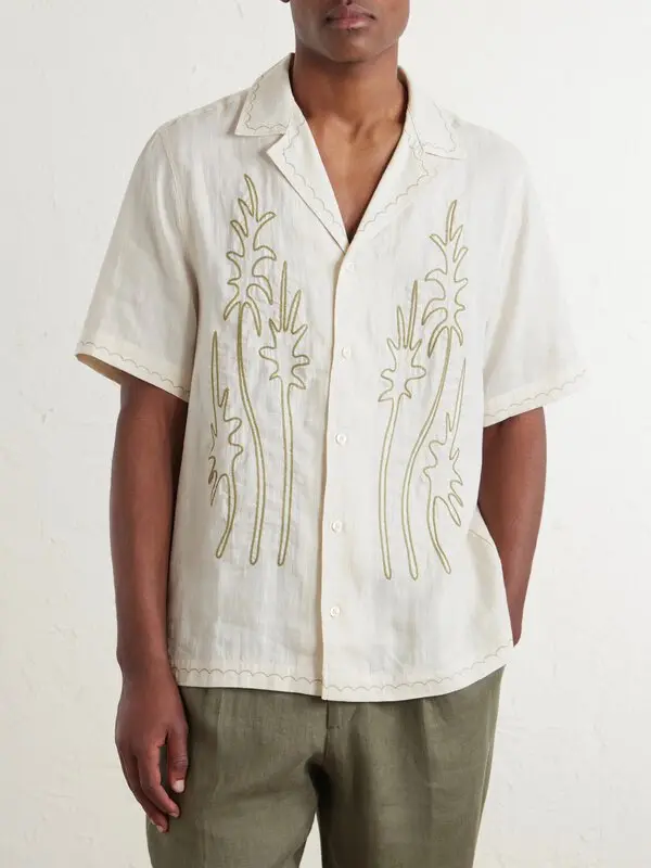 Frescobol Carioca Alves Embroidered Linen Shirt