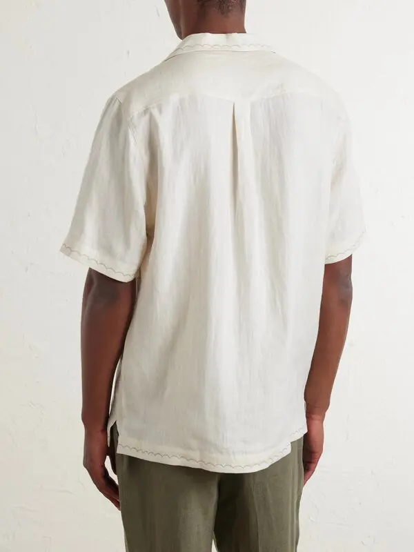 Frescobol Carioca Alves Embroidered Linen Shirt