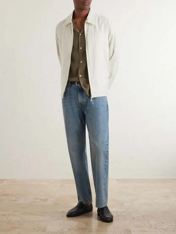 Frescobol Carioca Tomas Striped Linen And Cotton-blend Blouson Jacket - Ecru