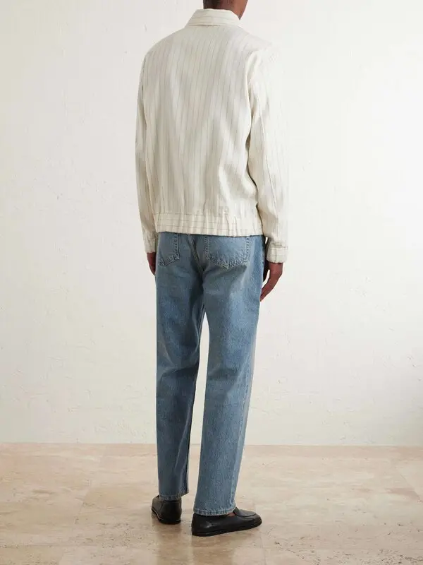 Frescobol Carioca Tomas Striped Linen And Cotton-blend Blouson Jacket - Ecru