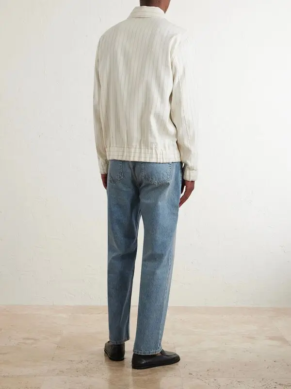 Frescobol Carioca Tomas Striped Linen And Cotton-blend Blouson Jacket