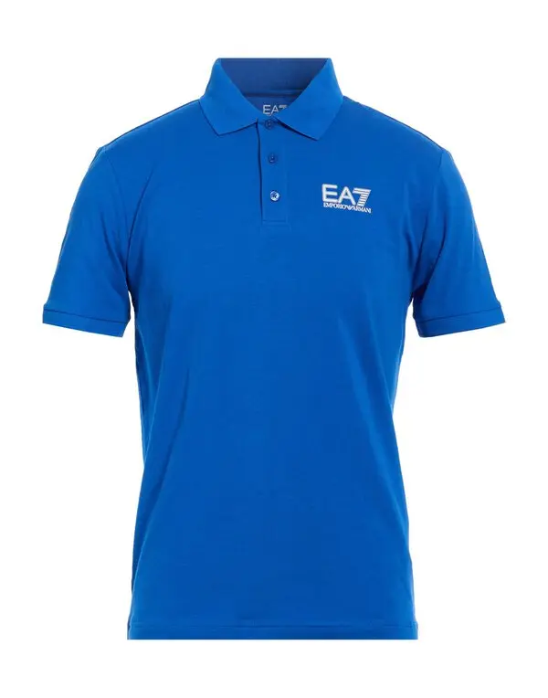 EA7 Polo Shirt Size Cotton, Elastane - Bright Blue