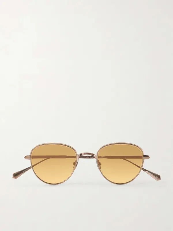 Garrett Leight Wells J Round-frame Titanium Sunglasses - Bronze