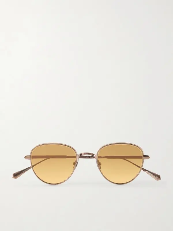 Garrett Leight Wells J Round-frame Titanium Sunglasses - Metallic