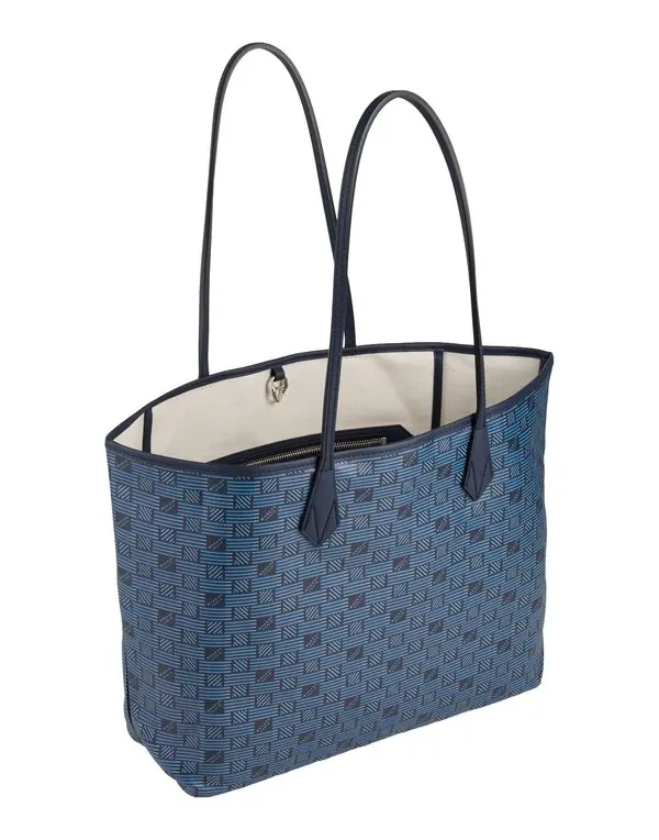 MOREAU PARIS Shopper Bag In Textile Fibers And Calfskin - Navy