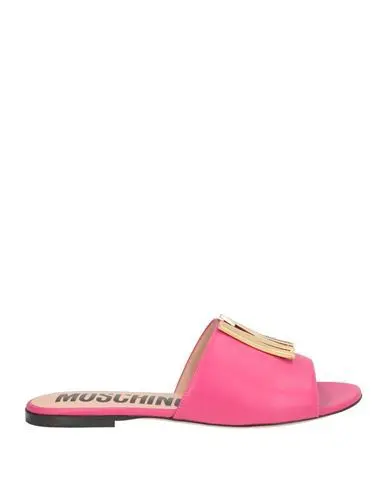 Moschino Calfskin Slide Sandals - Fuchsia