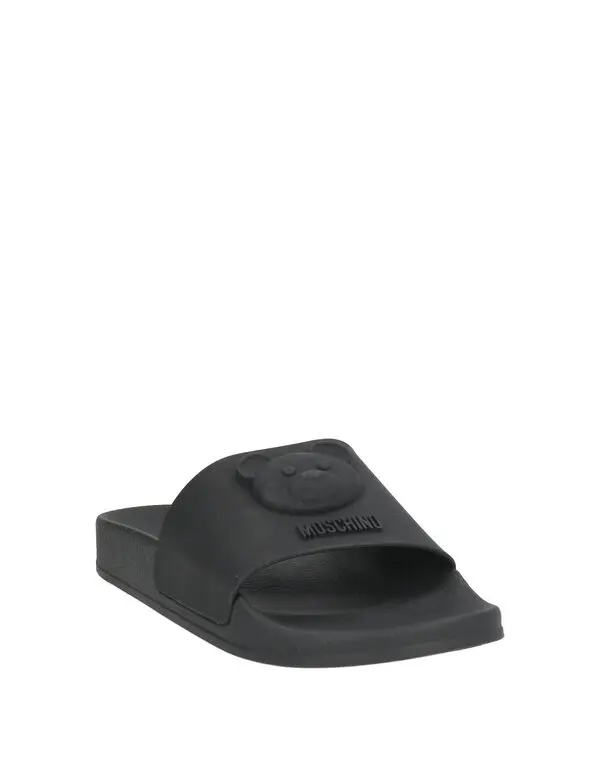 Moschino Rubber Pool Slides With Embossed Logo - Black