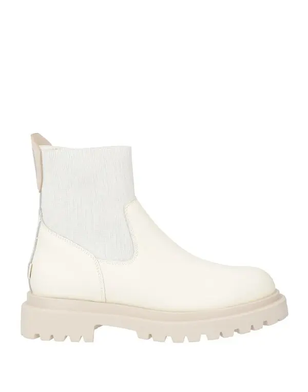 BLAUER. Ankle Boots Ivory Size Leather, Textile Fibers