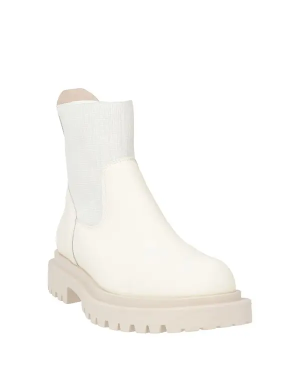 BLAUER. Ankle Boots Ivory Size Leather, Textile Fibers