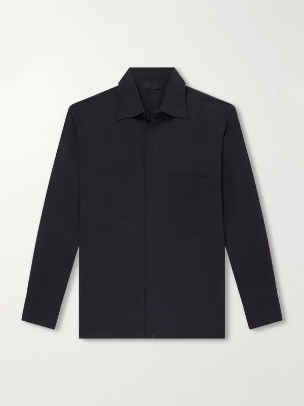 SAMAN AMEL Silk Overshirt - Black