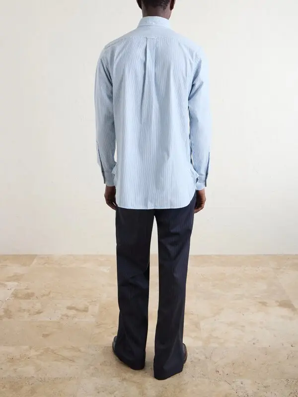 DRAKE'S Button-down Collar Striped Cotton Shirt