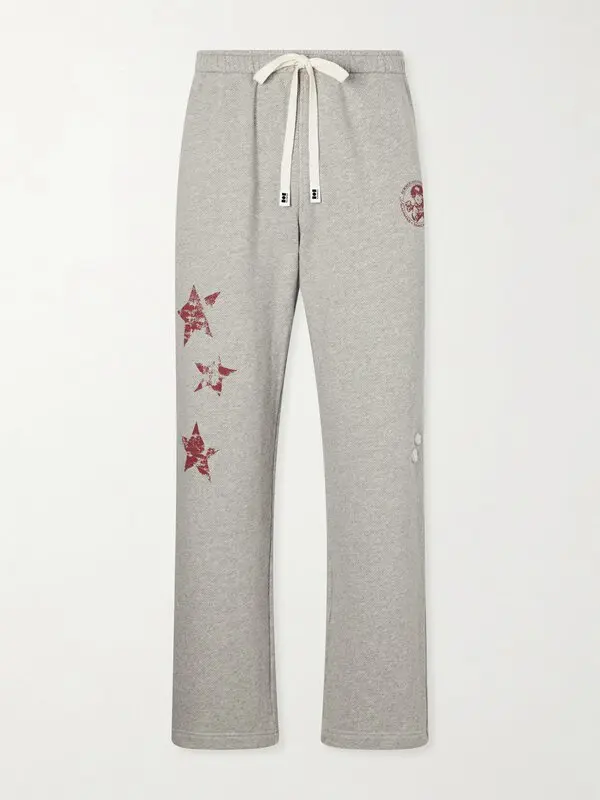 NAHMIAS Youth Enrichment Wide-leg Logo-print Distressed Cotton Sweatpants - Gray