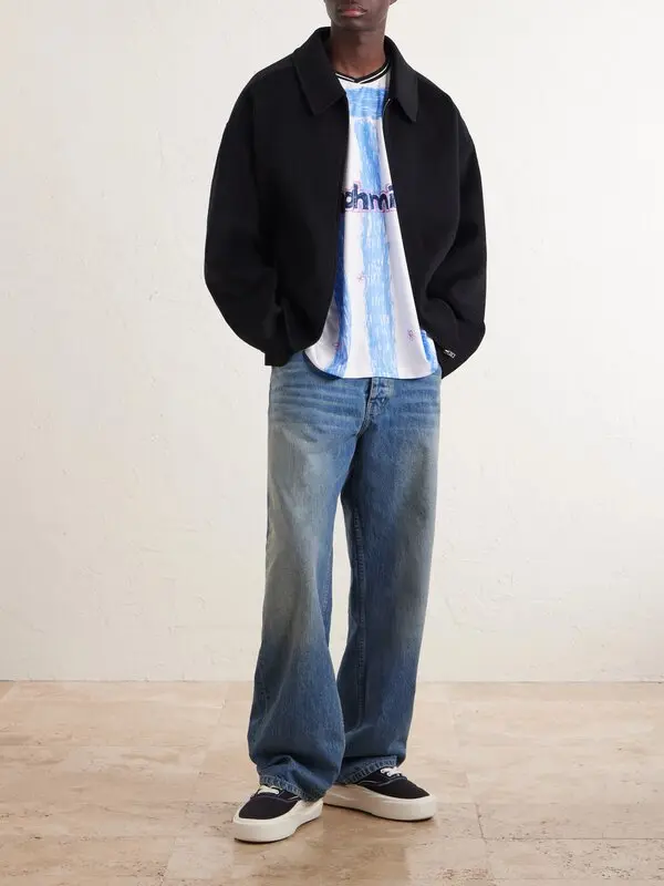 NAHMIAS Scribble Logo-print Striped Jersey T-shirt