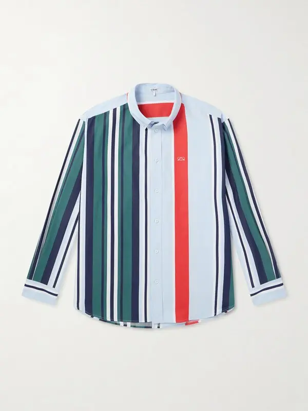 Loewe Anagram-embroidered Striped Cotton-twill Shirt