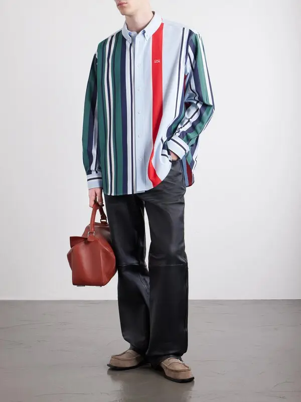 Loewe Anagram-embroidered Striped Cotton-twill Shirt