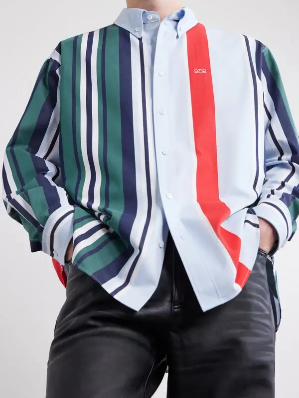 Loewe Anagram-embroidered Striped Cotton-twill Shirt