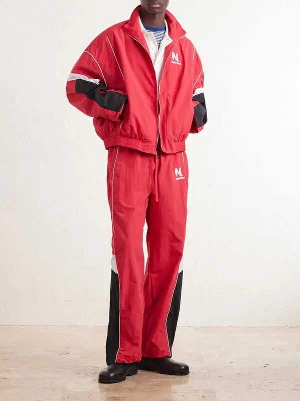 NAHMIAS Straight-leg Logo-embroidered Nylon Trousers - Red