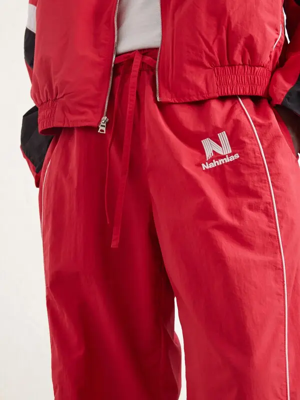 NAHMIAS Straight-leg Logo-embroidered Nylon Trousers - Red
