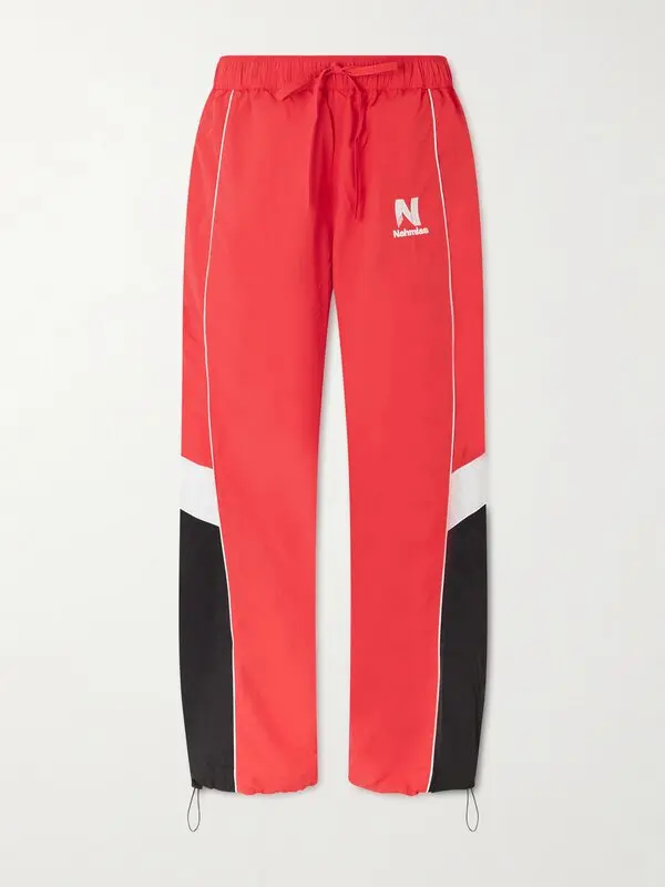 NAHMIAS Straight-leg Logo-embroidered Nylon Trousers - Red
