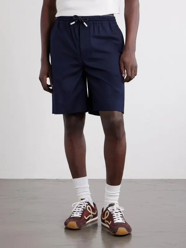 Loewe Straight-leg Anagram-embroidered Cotton-twill Drawstring Shorts