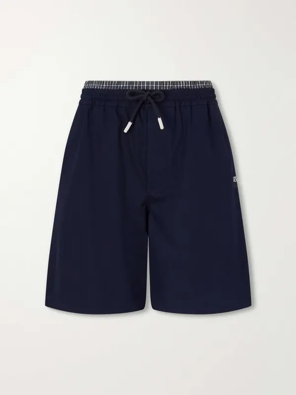 Loewe Straight-leg Anagram-embroidered Cotton-twill Drawstring Shorts