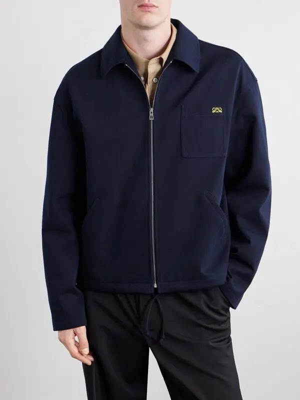 Loewe Logo Embroidered Cotton Twill Jacket