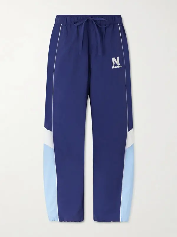 NAHMIAS Straight-leg Logo-embroidered Nylon Trousers - Blue