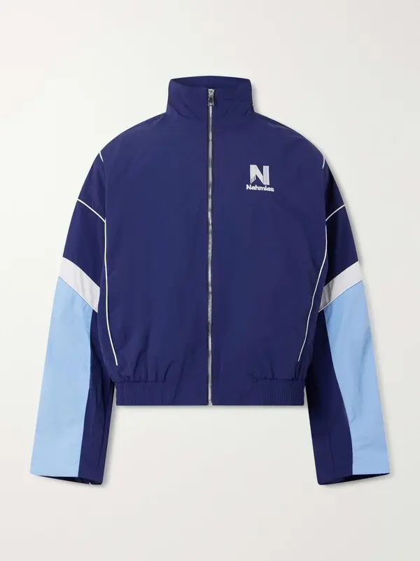 NAHMIAS Logo-embroidered Striped Nylon Jacket