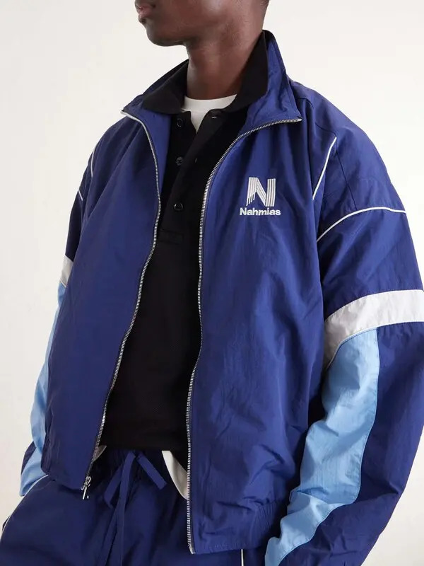 NAHMIAS Logo-embroidered Striped Nylon Jacket