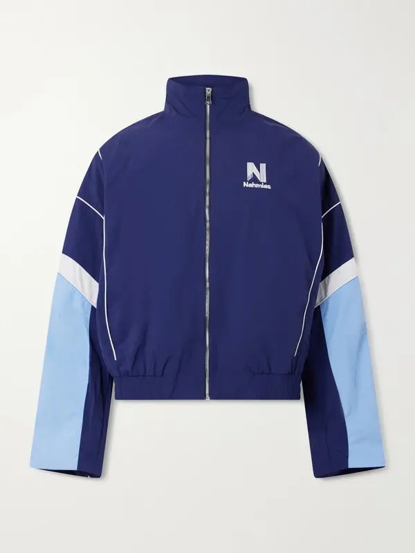 NAHMIAS Logo-embroidered Striped Nylon Jacket - Blue