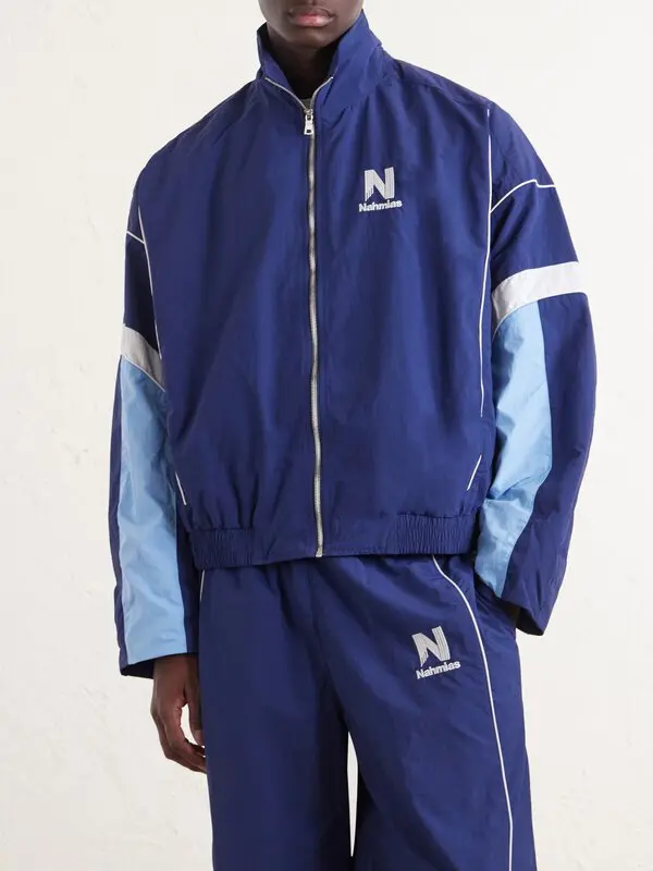 NAHMIAS Logo-embroidered Striped Nylon Jacket