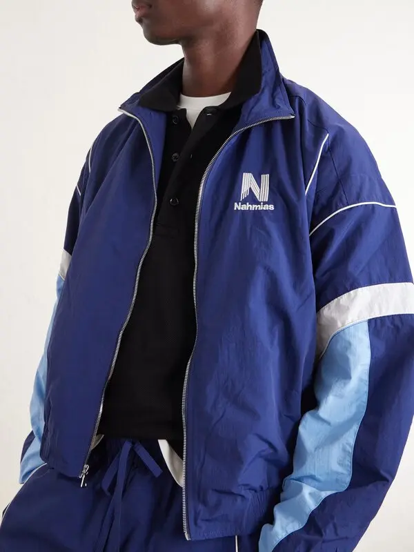 NAHMIAS Logo-embroidered Striped Nylon Jacket