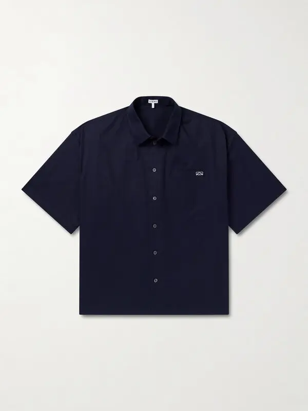 Loewe Anagram-embroidered Cotton-twill Shirt - Blue