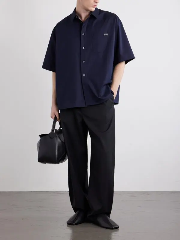 Loewe Anagram-embroidered Cotton-twill Shirt - Blue