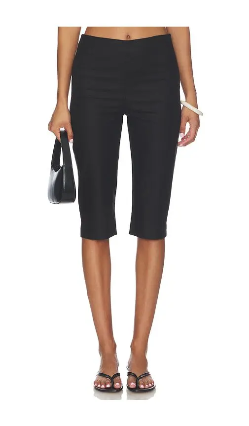 L'academie Anaia Linen Capri Pant - Black