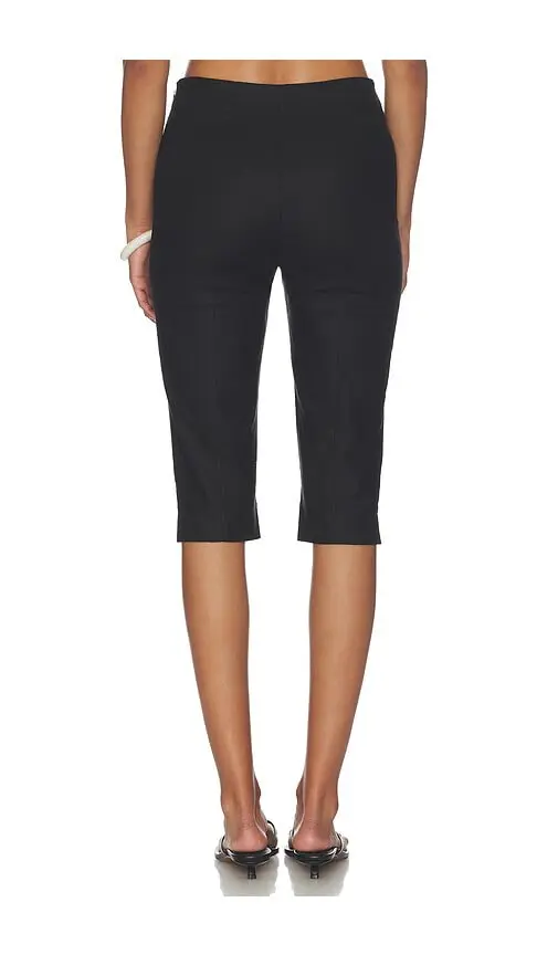 L'academie Anaia Linen Capri Pant - Black