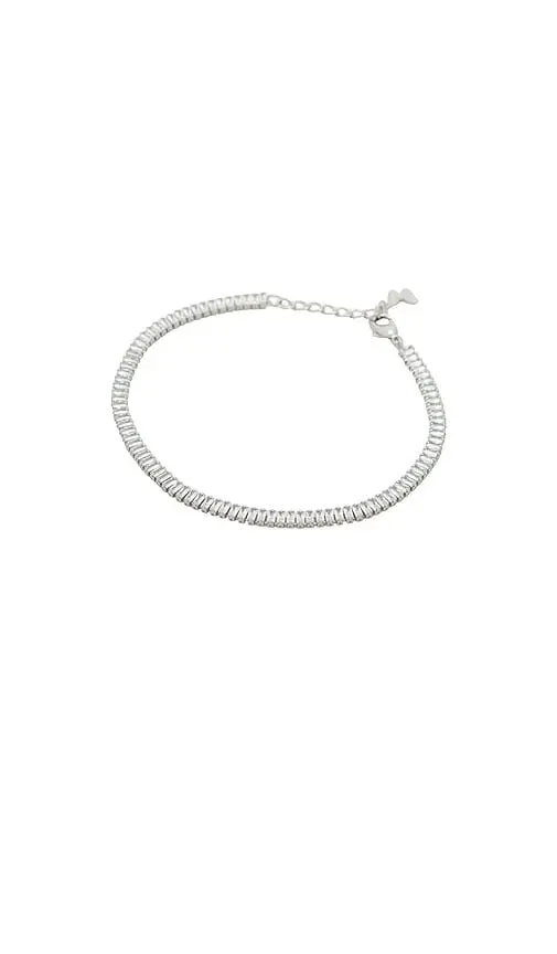 ADINA EDEN Cz Baguette Around Tennis Bracelet In Metallic - Silver