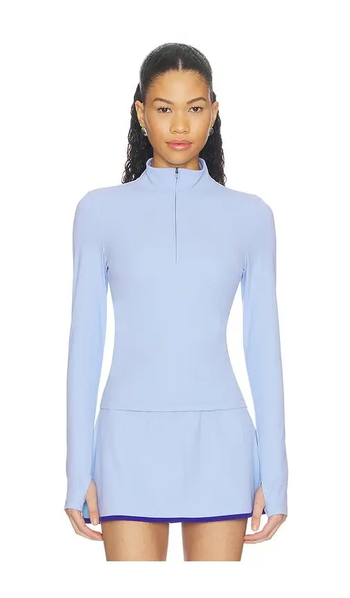Splits59 Tess Rigor Half Zip Waist Length Top In Baby Blue