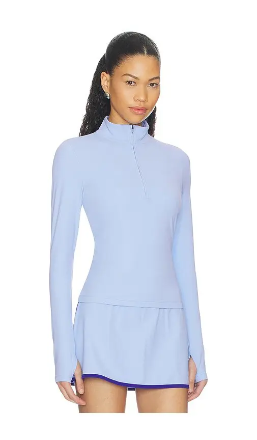 Splits59 Tess Rigor Half Zip Waist Length Top In Baby Blue