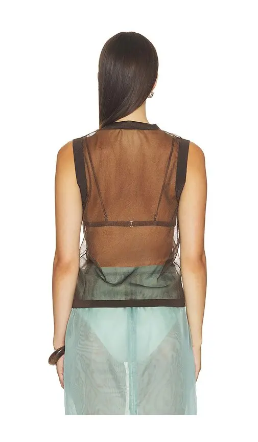 Renggli Sheer Knit Vest In Brown
