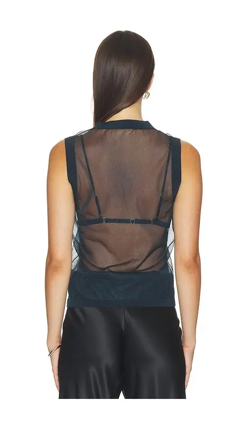 Renggli Sheer Knit Vest In Navy