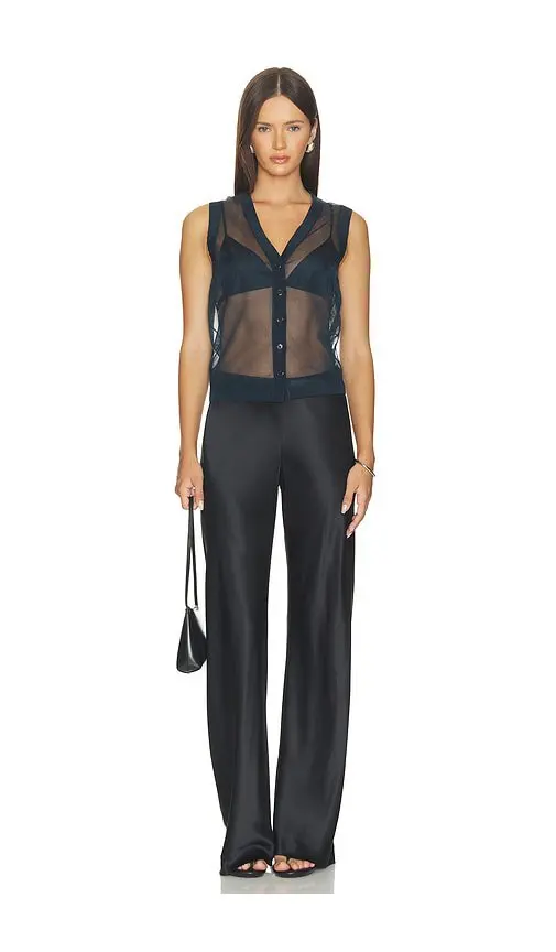 Renggli Sheer Knit Vest In Navy