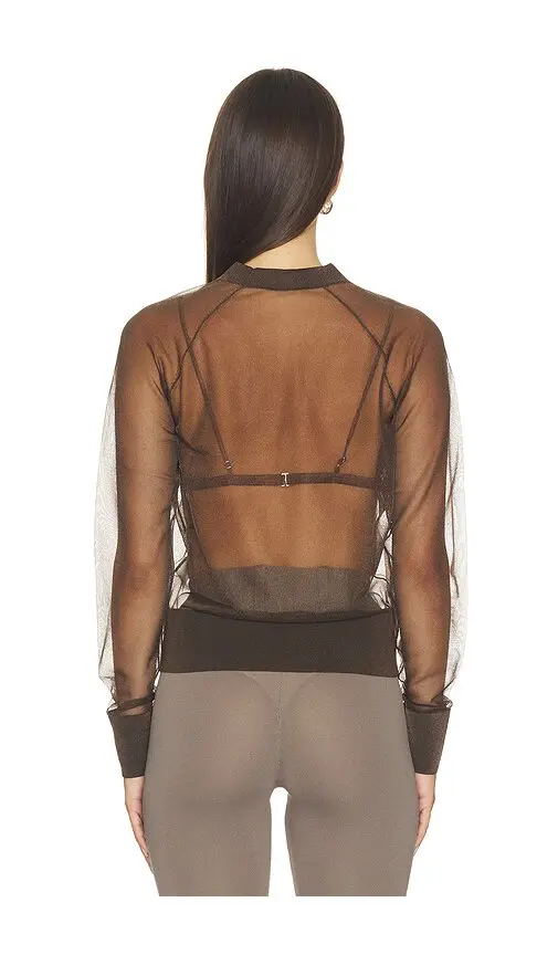 Renggli Sheer Knit Cardigan In Brown