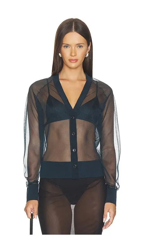 Renggli Sheer Knit Cardigan In Navy