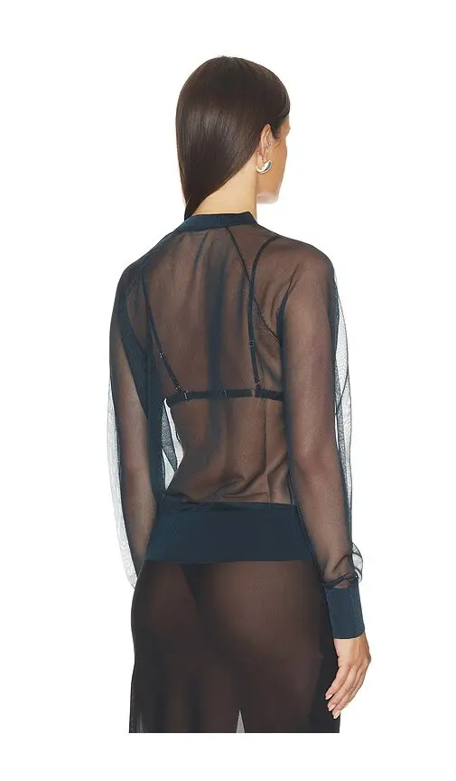 Renggli Sheer Knit Cardigan In Navy