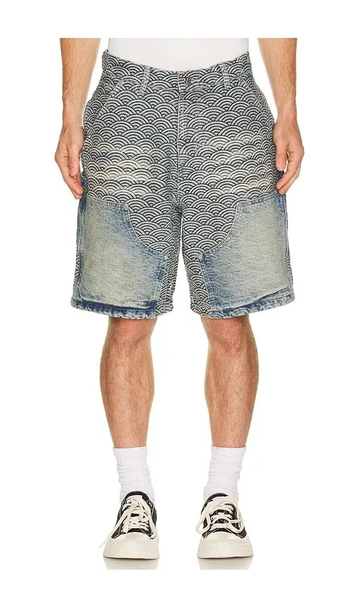 RYOKO RAIN Seigaiha Denim Shorts